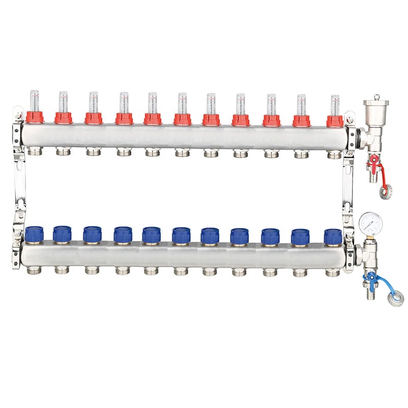 11 Port UFH Manifold Inc Pressure Gauge & Auto Air Vent – The UFH Group