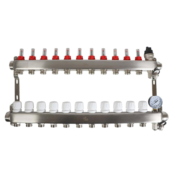 Tio 11 Port Manifold With Pressure Gauge & Auto Air Vent | TIOMAN0011 ...