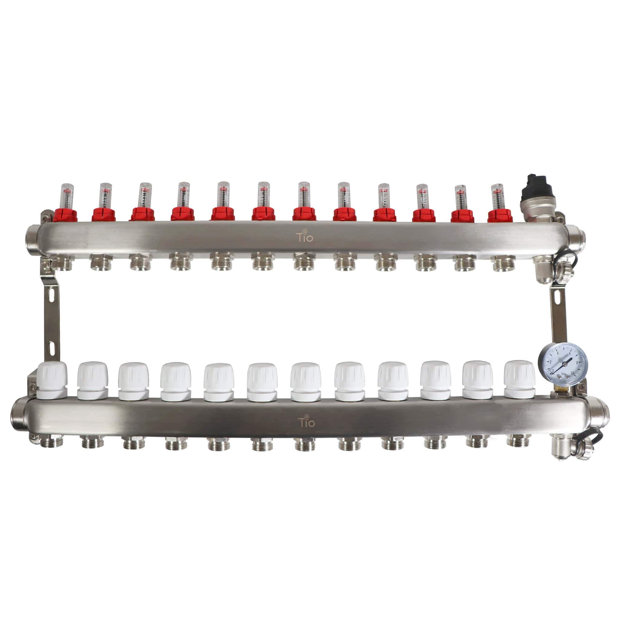 Tio 12 Port Manifold With Pressure Gauge & Auto Air Vent | TIOMAN0012 ...